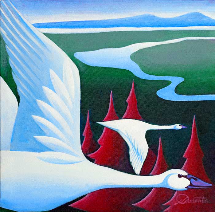 Spring Swans 11.5 x 11.5 – North End Gallery
