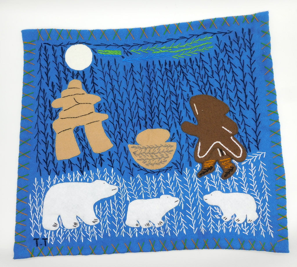Inuit Wall Hanging-Polar Bear Scene – North End Gallery