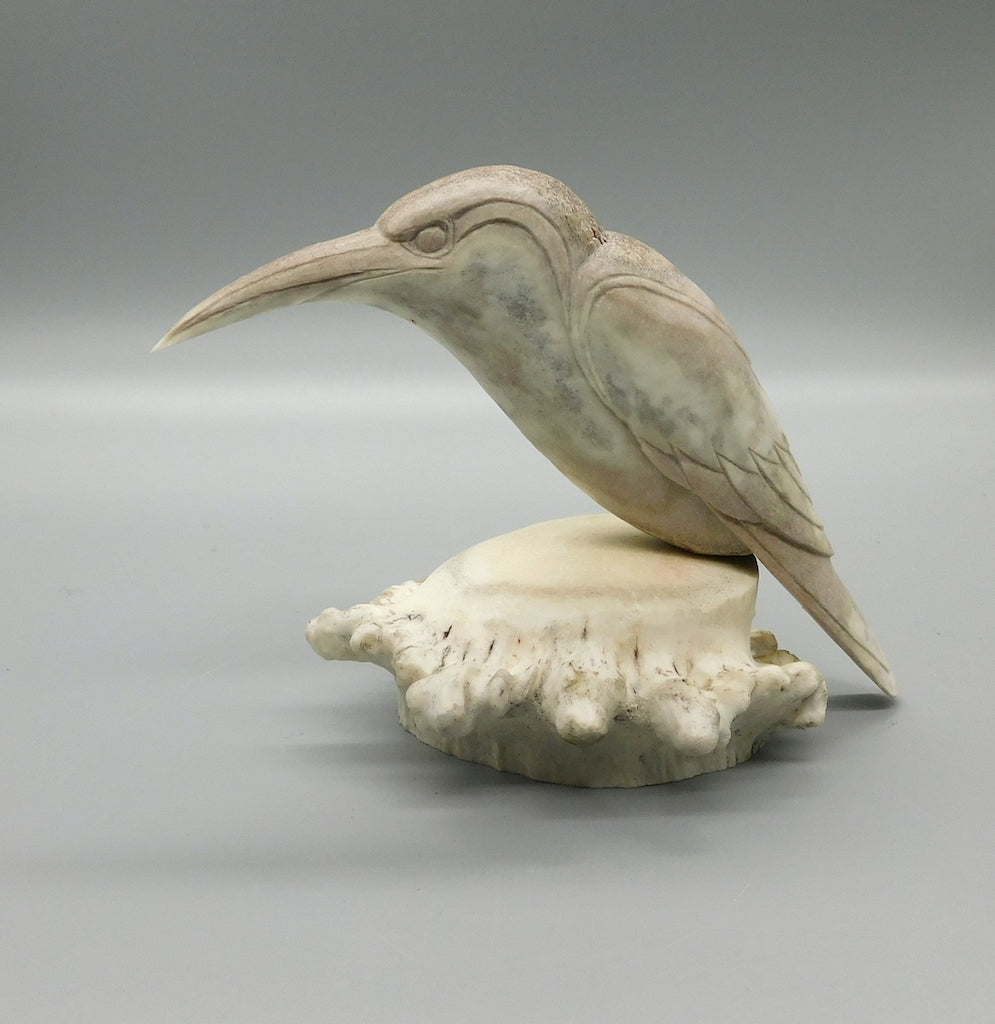 Long Beaked Bird-Caribou Antler on Moose Antler Base – North End Gallery