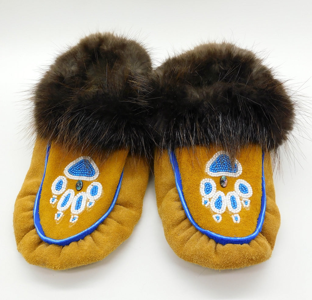 Beaded Slippers-Bear Paw Design- Size 13 – North End Gallery
