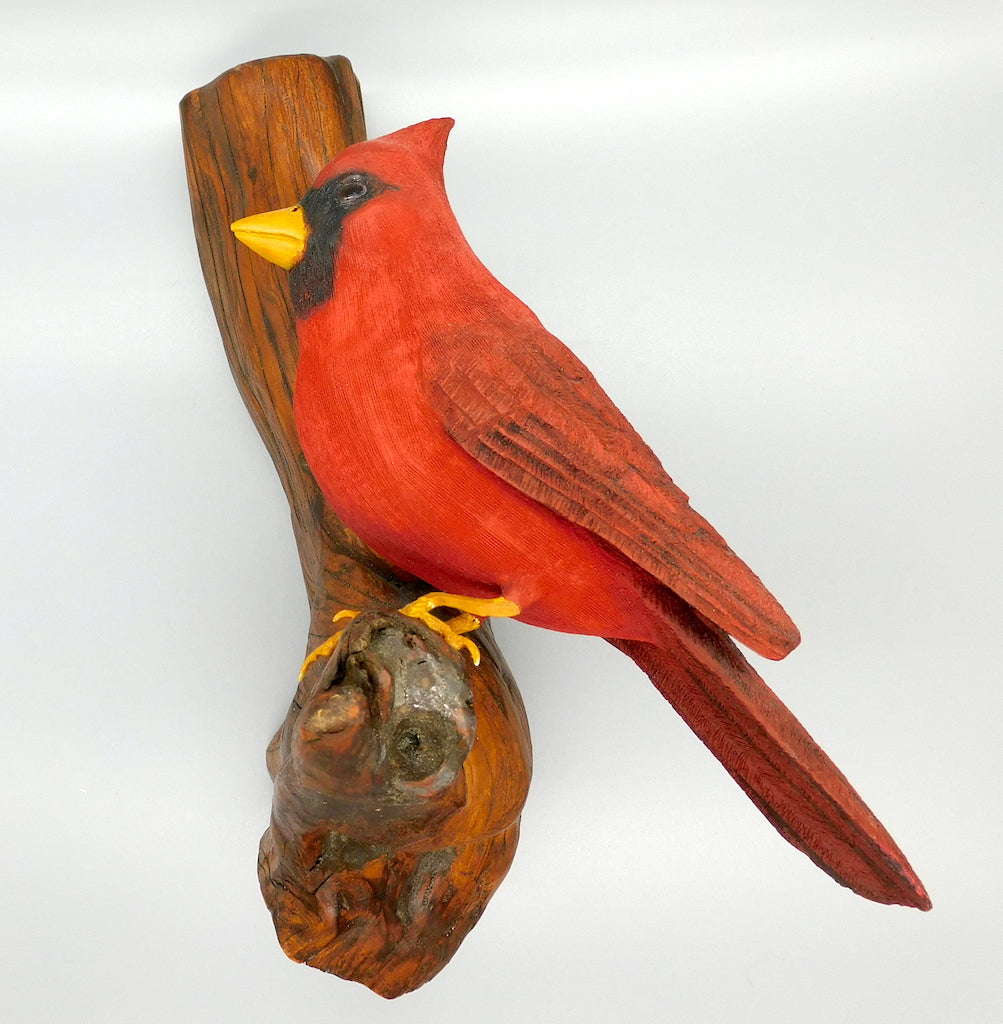Stan Reynolds Cardinal Wood Carved – North End Gallery