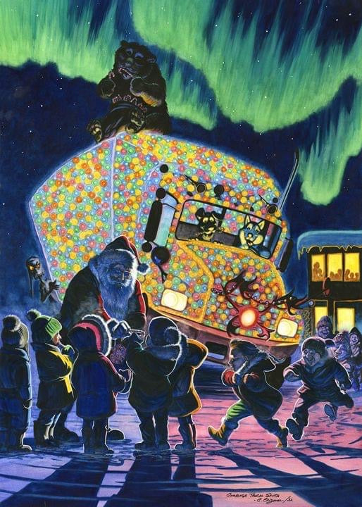 Garbage Truck Santa - Art Card – North End Gallery