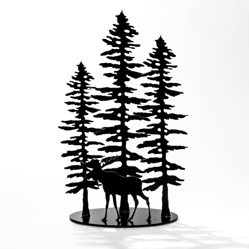 3 Sitka Trees & Moose - Black – North End Gallery
