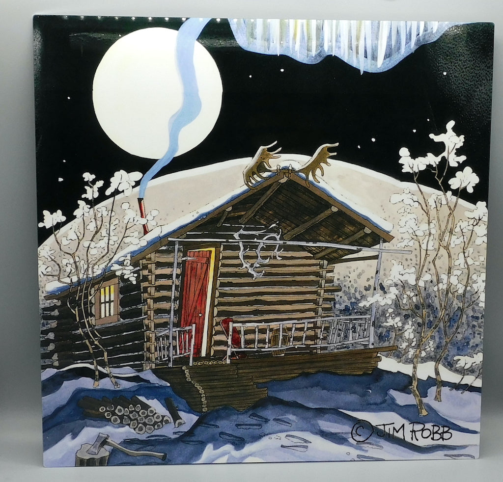 Robert Service Cabin-Winter-Metal – North End Gallery